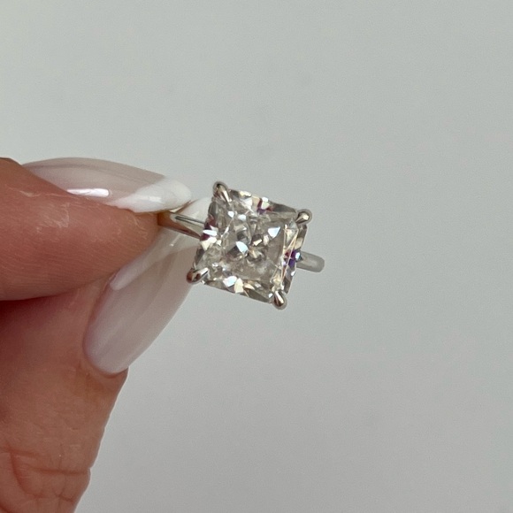 Jewelry | 3ct Square Radiant Cut Moissanite Solitaire Engagement Ring ...